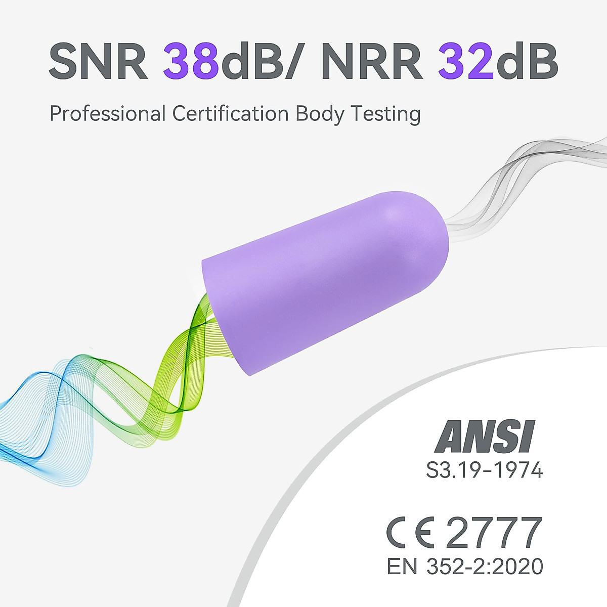 TASTORY Foam Ear Plugs, 60Pair 38dB Soft Earplugs for Sleeping, Noise Reduction Earplugs for Hearing Protection, Noise Cancelling for Shooting, Snoring, Studying, Travel, Concerts, Work