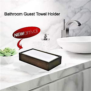 Kitchen Noble Bamboo Guest Towel Holder In Dark Walnut (9.75''x 5.50''x 2'') – Bathroom Napkin Tray – Organizer Box - For Desk, Bathroom, Dining Table, Kitchen Counter & Drawers (KN082522)