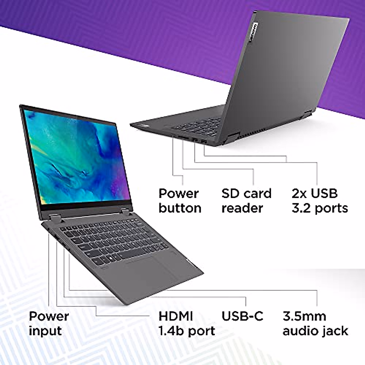 Lenovo Flex 5 14 Laptop, 14.0" FHD Touch Display, AMD Ryzen 5 5500U, 16GB RAM, 256GB Storage, AMD Radeon Graphics, Digital Pen, Windows 10H