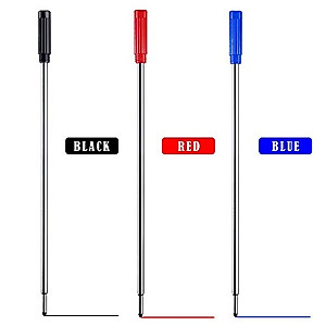 HeTaoCat Red Ink Refill Pack of 5, Replaceable Ballpoint Pen Refills, Medium Point Metal Refil (Black)