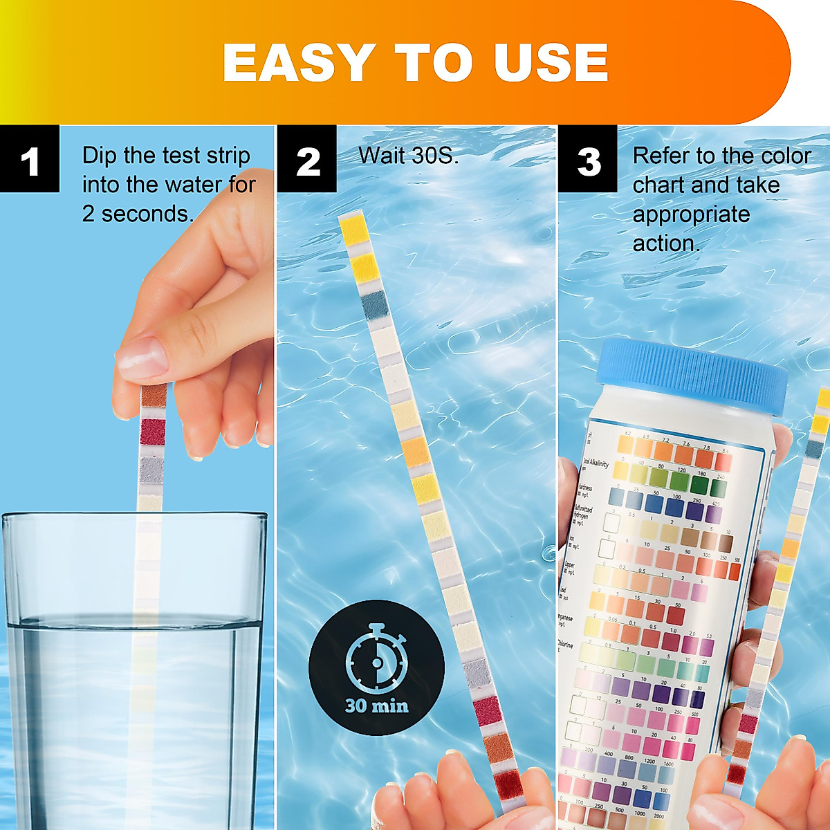 AAwipes Complete Water Testing Kits for Drinking Water 100 Strips + 2 Bacteria Tester Kits 17 in 1 Well, Tap, Drinking Water, City Water Testing Strips (100)