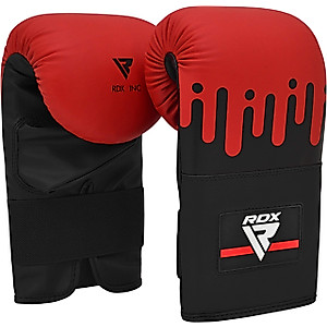 RDX Bag Gloves for Heavy Punching Training, Maya Hide Leather Punch Mitts for Boxing, Muay Thai, Sparring, Kickboxing, Martial Arts, MMA, Ideal for Thai pad, Focus Pads, Double End Speed Ball Workout