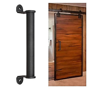 Door Pull 2Pcs Black Carbon Steel Sliding Barn Door Pull Handle for Sliding Barn Door Garden Gates Garages Hardware Kit and Convenience.