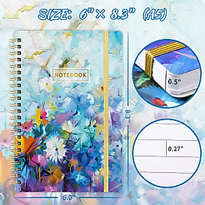 Spiral Notebook - 3 Pack A5 Ruled Journal Notebook, 8.3'' × 6'', 3 × 160 Pages, Journal for Women, College Ruled Notebook, Spiral Notebook with Back Pocket, Great Notebooks for School, Home & Office