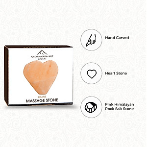 Pure Himalayan Salt Works Heart Massage Stone, Pink Crystal Hand-Carved Stone for Massage Therapy, Deodorant and Salt and Sugar Scrubs, 2.75” W x 3” H x 1.5” D (Pack of 6)
