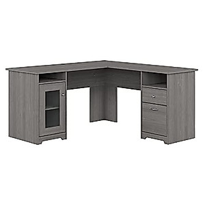 Bush Furniture Cabot 60W L Shaped Computer Desk in Modern Gray
