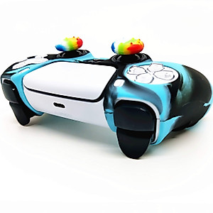 Silicone Skin for PS5 Dualsense Controller, 2pcs Durable Case Cover for Playstation 5 with 10pcs Thumb Joysticks Grips (4)