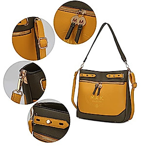 MKF Collection Shoulder Bag for Women, Two Tone Vegan Leather Fashion Hobo Handbag Messenger Purse