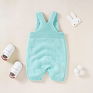 Wytyjxccyy My 1st Easter Outfit Newborn Baby Girl Boy Bunny Knitted Romper Overalls Suspender Jumpsuit Spring Summer Clothes (Blue,12-18 Months)
