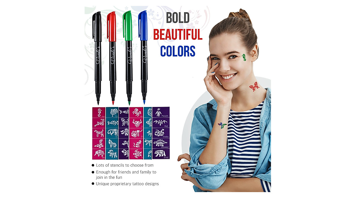 Vanli's Temporary Tattoo Pens - Stocking Stuffers For Teens, Kids ...