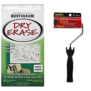 Rust-Oleum 241140 Specialty Dry Erase Brush-On Paint Kit, White & FOAM PRO 184 Foam Paint Roller, Pack of 1