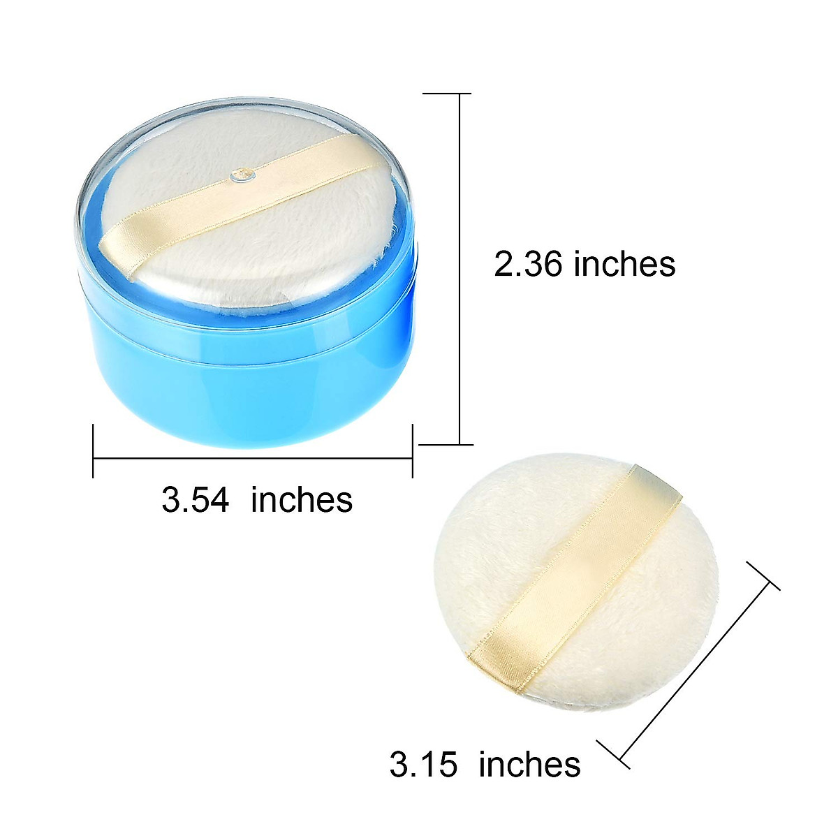 Gejoy 2 Sets 3.5 x 2.4” Large Baby After-Bath Powder Puff Box Empty Body Powder Container with Bath Powder Puffs and Sifter for Home and Travel