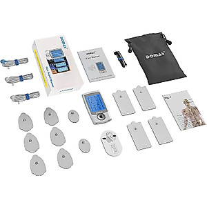 DOMAS TENS Unit Muscle Stimulator,Electric Shock Therapy for Muscles Dual Channel Electronic Pulse Massager with 24 Modes Physical Therapy Equipment for Pain Relief
