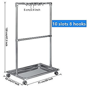 Broom Holder Organizer Movable Closet Storage Cabinet Mop Rack Floor Standing Cleaning Tool Cart For Garden Garage Schools Hotels Hospitals Factories Property Companies Restaurant (10 Racks)