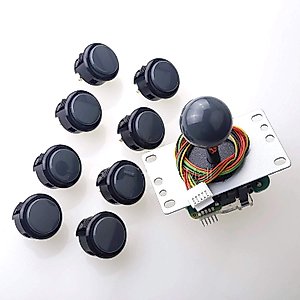 Sanwa JLF-TP-8YT Joystick + Sanwa 8 pcs OBSF-30 Push Button Bundle Kit Color : Gray - for Arcade Game 4 & 8 Way Adjustable, Compatible with Catz Mad SF4 Tournament Joystick S@NWA