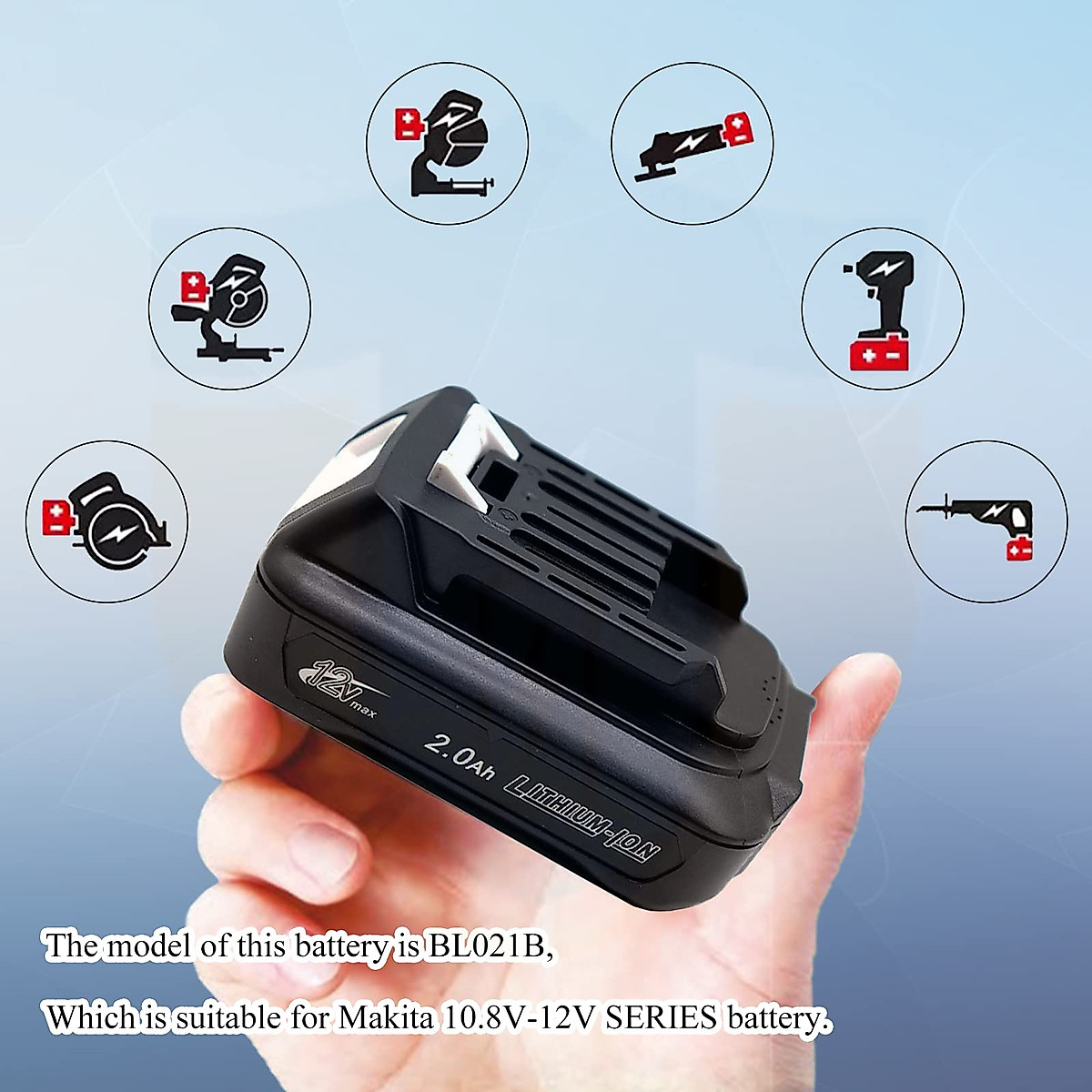 The Power Shop 1 Pcs BL1021B Battery and 1 Pcs DC10WD Charger Replacement for Makita 10.8V & 12V Max. 2000mah Li-Ion CXT Battery 197394-3 197402-0 197393-5 197396-9 DC10WD DC10SB DC10WC Charger