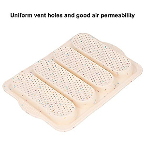 Silicone Baguette Mold 4 Grooves Nonstick French Bread Mold with 2 Handles Smooth Surface Bread Baking Roll Pan Kitchen Tool for Toast Loaf Sandwich(Beige)