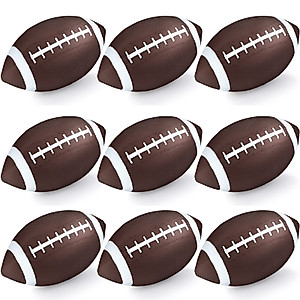 Jerify 9 Pack Rubber Footballs 9 Inch Rubber Footballs Playground Inflatable Football Bulk for Kids Comfortable Grip Football for Junior Youth Outdoor(Brown)