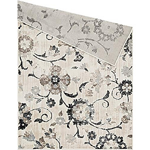 L'Baiet Quinn Grey Blue Beige Traditional Floral Botanical Shabby Chic Indoor 5' x 7' Area Rug