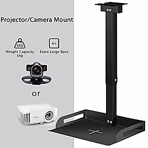 Universal Projector Ceiling Mount with Tray for Projector/Camera, Aluminum Alloy Boom-33lbs Load Capacity - Universal Bracket - Height Adjustable 11.4-22inches, in-Tube Cable Routing