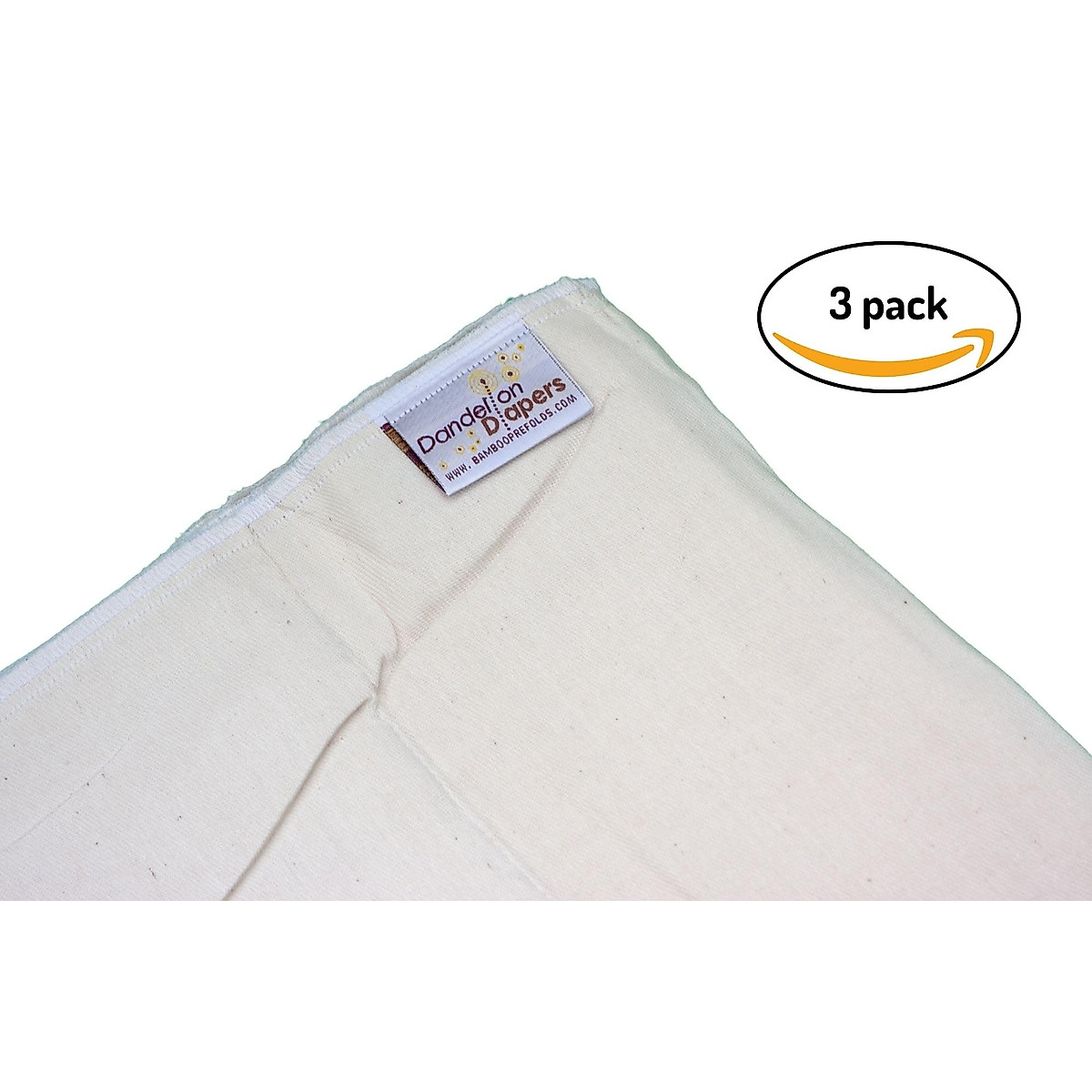 Dandelion Diapers Prefold Cloth Diapers Made from Viscose Bamboo and Cotton Blend Versatile Baby Diaper, 3 Pack - Size 5 Standard Pinless Prefold