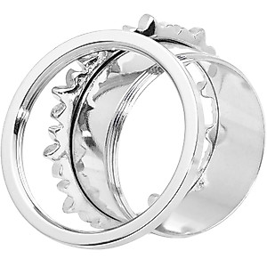 Body Candy 2Pc Womens 316L Steel White Leaves 3/4" Double Flare Screw Fit Tunnel Plug Ear Plug Gauges Set