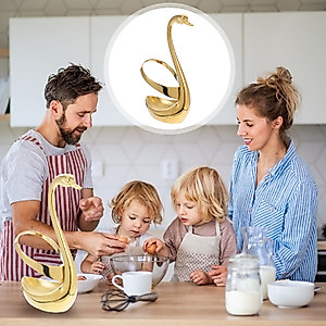 Hemoton Dinnerware Set Spoon Stand Stainless Steel Utensil Holder Fruit Dessert Flatware Swan Base Holder Spoon Organizer for Countertop (Golden) Spoon and Fork Holder Stainless Steel Swan Holder