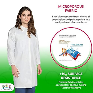 AMZ Supply White Disposable Lab Coats for Adults, Medium. Pack of 10 Microporous Polypropylene 60 GSM Coats Medical. Adult Lab Coat with Hook & Loop, Elastic Wrists, No Pockets