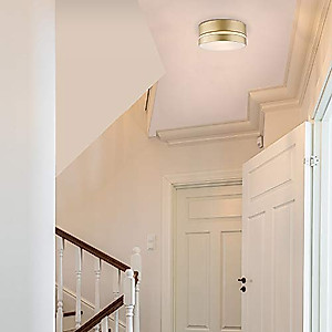 Globe Electric 60754 2-Light Flush Mount Ceiling Light, Soft Gold, Inner Frosted Shade, Ceiling Light Fixture, Light Fixtures Ceiling Mount, Bedroom Lights for Ceiling, Dining Light Fixture