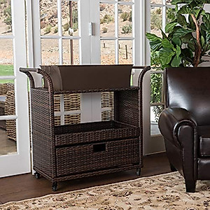 Christopher Knight Home Manka Indoor Wicker Bar Cart, Multibrown, Dimensions: 18.00”D x 40.75”W x 37.50”H