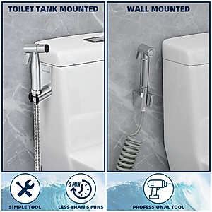 Handheld Bidet Sprayer for Toilet Portable Pet Shower Toilet Water Sprayer Seat Bidet Attachment Bathroom Stainless Steel Spray for Personal Hygiene (Hook)