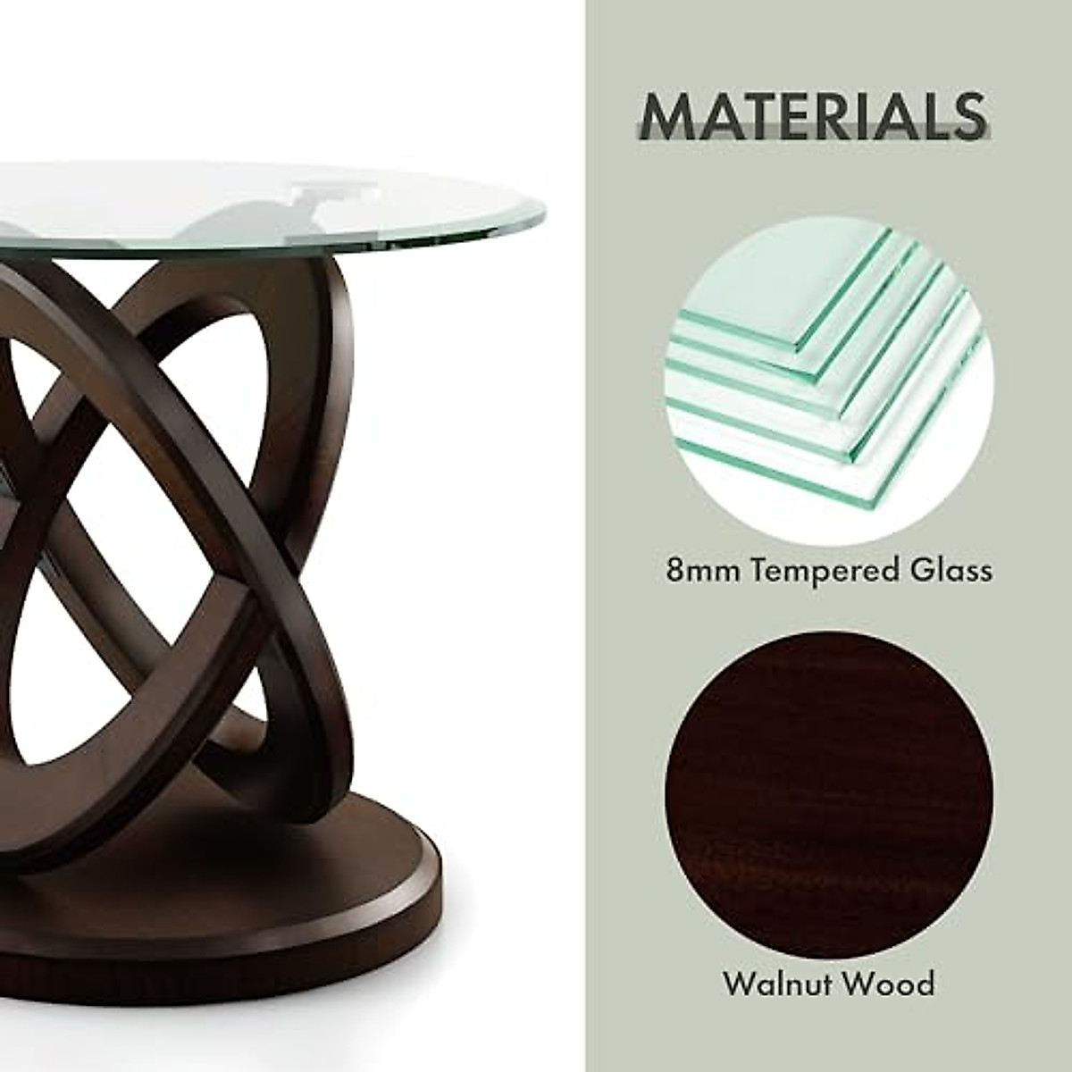 Furniture of America Xenda Modern Oval Glass Top X-Shaped Base for Living Room, Bedroom, Home Office, 26-inch, End Table - Brown