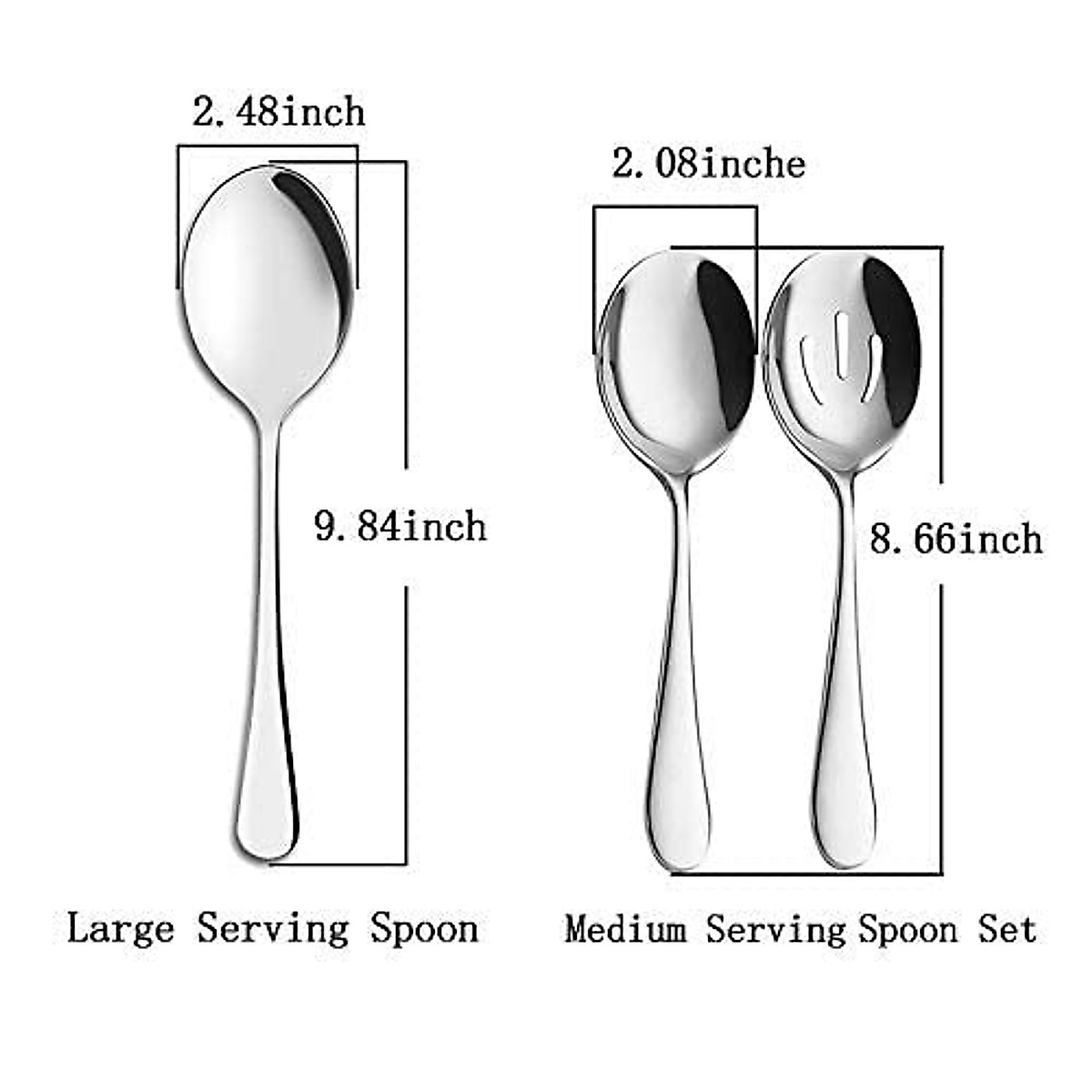 Serving Spoons x 3, Slotted Spoons x 3, X-Large 9.8 Inches Serving Spoon x 6, Stainless Steel Serving Spoons Set for Buffet Can Banquet Cooking Kitchen Basics