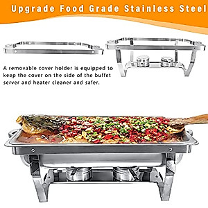 PRIJESSE 4 Pack 8QT Chafing Dish Buffet Set Stainless Steel Food Warmer Chafer Complete Set with Water Pan, Chafing Fuel Holder for Party Catering,Silver
