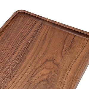 SEHOI 2 PCS 13.4 x 9 Inches Wood Serving Platters, Wooden Rectangular Serving Trays, Natural Walnut Wood Solid Snack Trays with Edge, Rectangle Dinner Plate Board for Breakfast, Lunch, Dinner