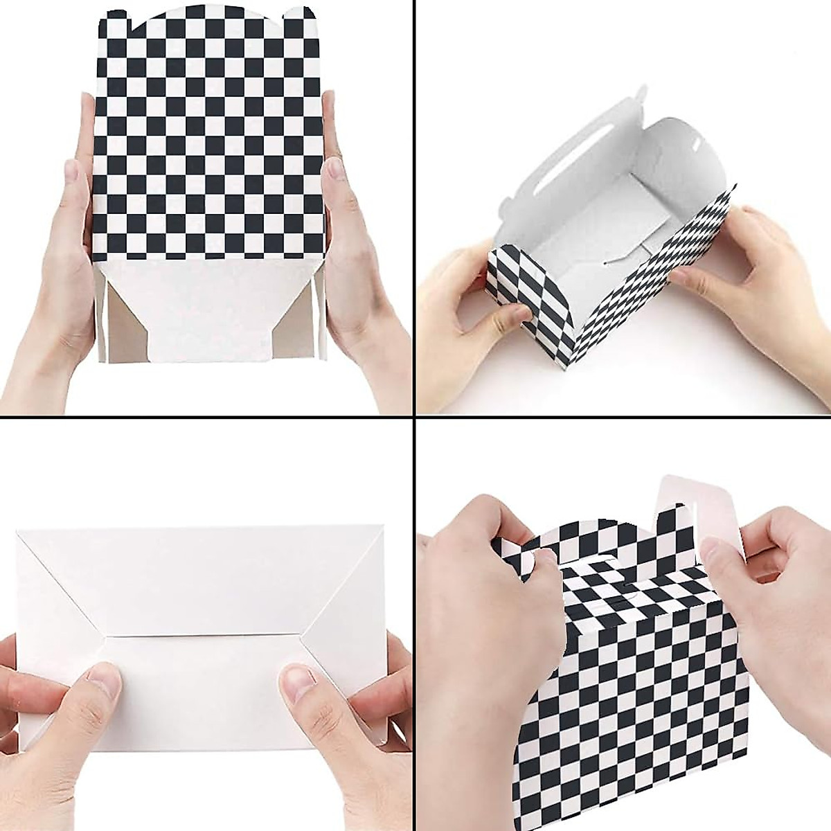 Keioy 16pcs Racing Flag Gift Bags Black and White Checker Racing Treat Boxes Race Car Theme Party Favor Treat Boxes favor Snack Goody Cardboard BagParty Favors Decorations Supplies