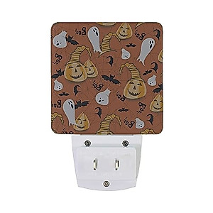 JSTEL Halloween Pumpkin Night Lights Plug into Wall Decorative Dusk to Dawn,Halloween Ghost Night Light Plug in,LED Nightlights for Bedroom Bathroom Kitchen Hallway Stairs