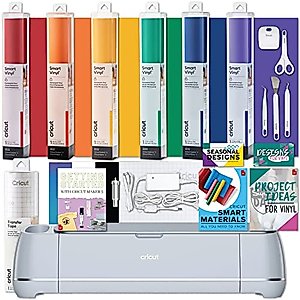 Cricut Maker 3 Machine Bundle Basic Tool Kit Transfer Tape Smart Permanent Rainbow Vinyl DIY Matless Cutting 10X Force 2X Faster Compatible with iOS Android Windows & Mac Bluetooth Connectivity