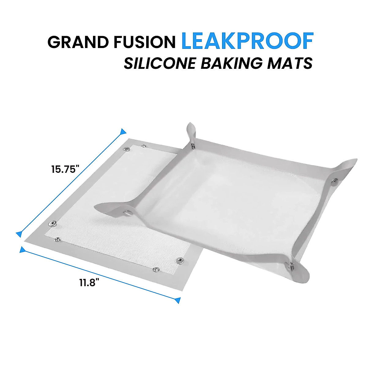 Grand Fusion 2 in 1 Silicone Baking Mat, Corner Clip for Leak Proof Baking Pan or Unclip for Flat Baking Sheet Liner, 11.8 x 15.75 in. BPA-Free and Non-Stick. Chef's Essentials. Pack of 1