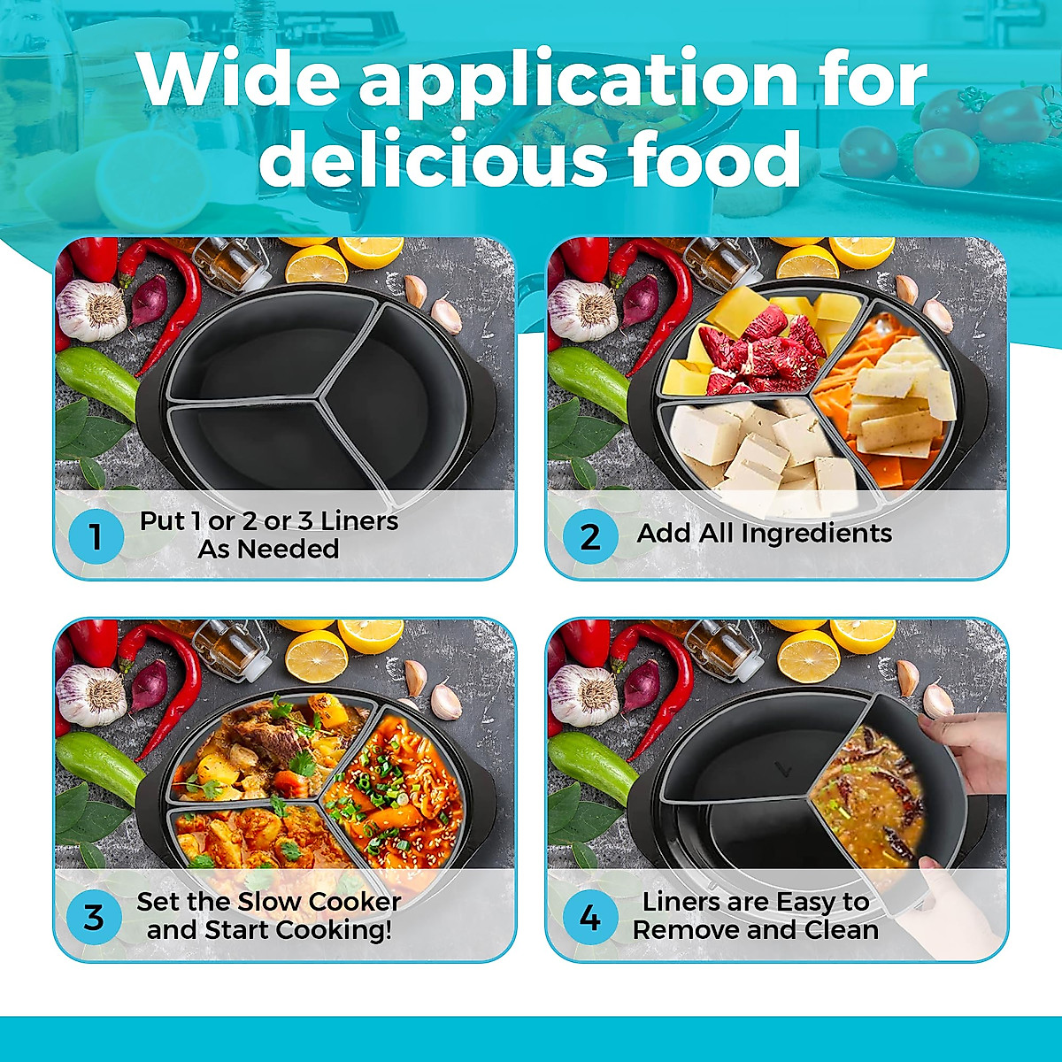 Gray Silicone Slow Cooker Liner Divider (8QT)