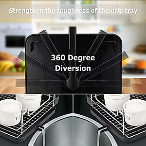 Dish Drying Rack, Small Dish Rack with Utensil Holder, Wine Glasses Holder, Compact Dish Drainer for Kitchen Counter Cabinet