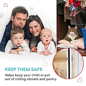 Sliding Closet Door Lock - No Drill Easy Install, 4 Pack, Clear