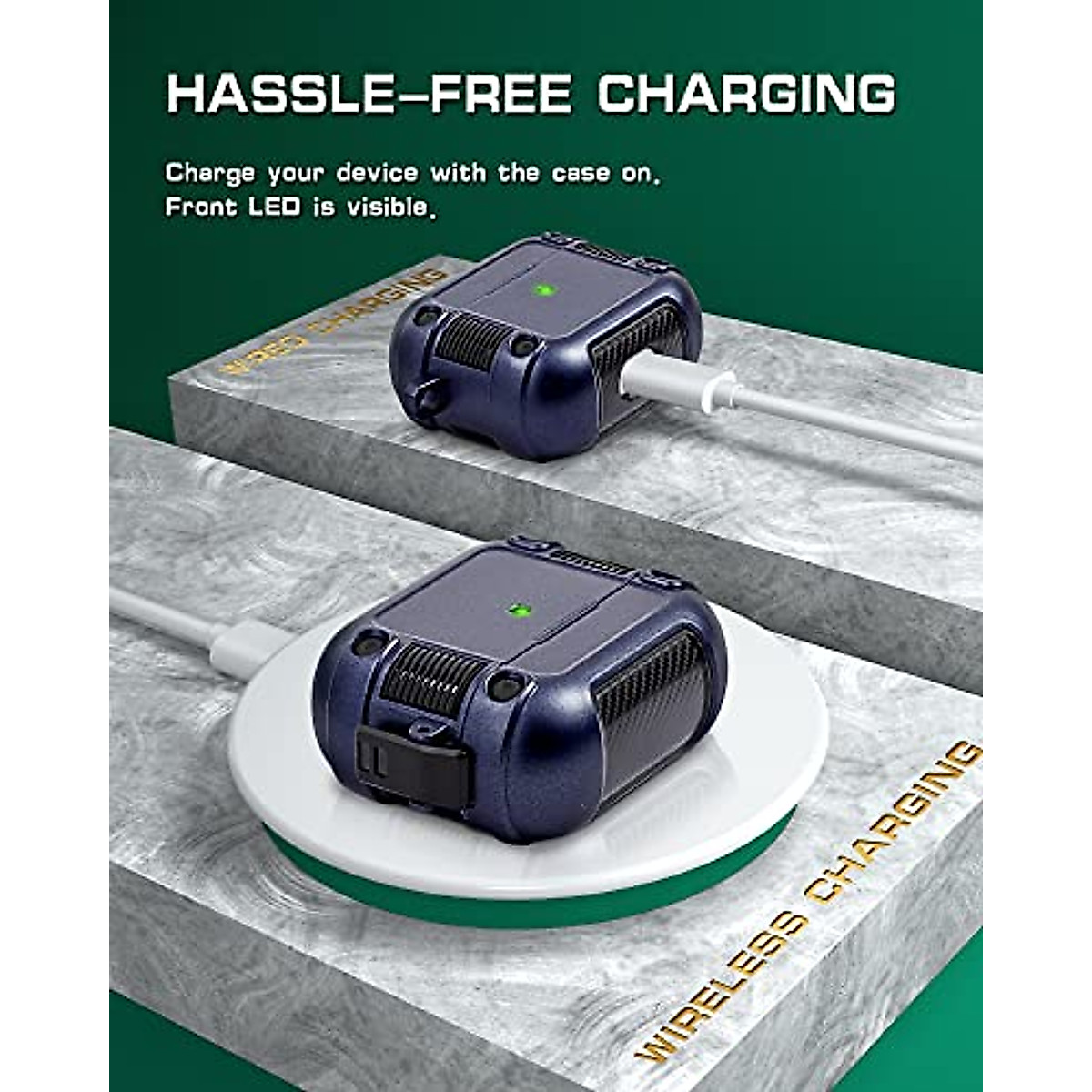 Camofit Case Compatible with Airpods 3rd Generation Cover with Lock, Military Armor Cool with Keychain, Full Body Shockproof Hard Shell Protective Case Compatible with AirPod Gen 3 Case 2021 (Blue)