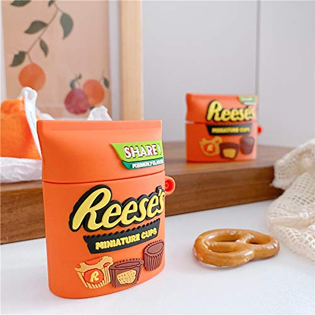 Silicone Case for Airpods, YLFYSF 3D Cartoon Funny Cute Cover Compatible for Airpods 1 and 2 (Snacks Series 1) (Peanut Milk Chocolate)