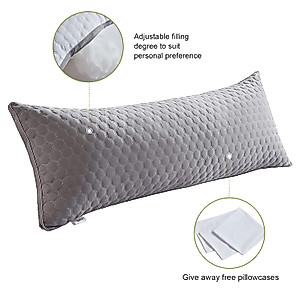 Qeils Body Pillow for Adults,Long Pillow for Sleeping, Large Pillow Insert for Side Sleepers - 21"x54"(Grey)