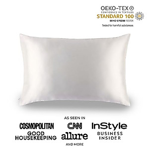 MYK Pure Natural Mulberry Silk Pillowcase, 19 Momme 600 Thread Count for Hair & Skin Care, Hypoallergenic and Cooling, Oeko-TEX, King Size, Undyed Ivory White