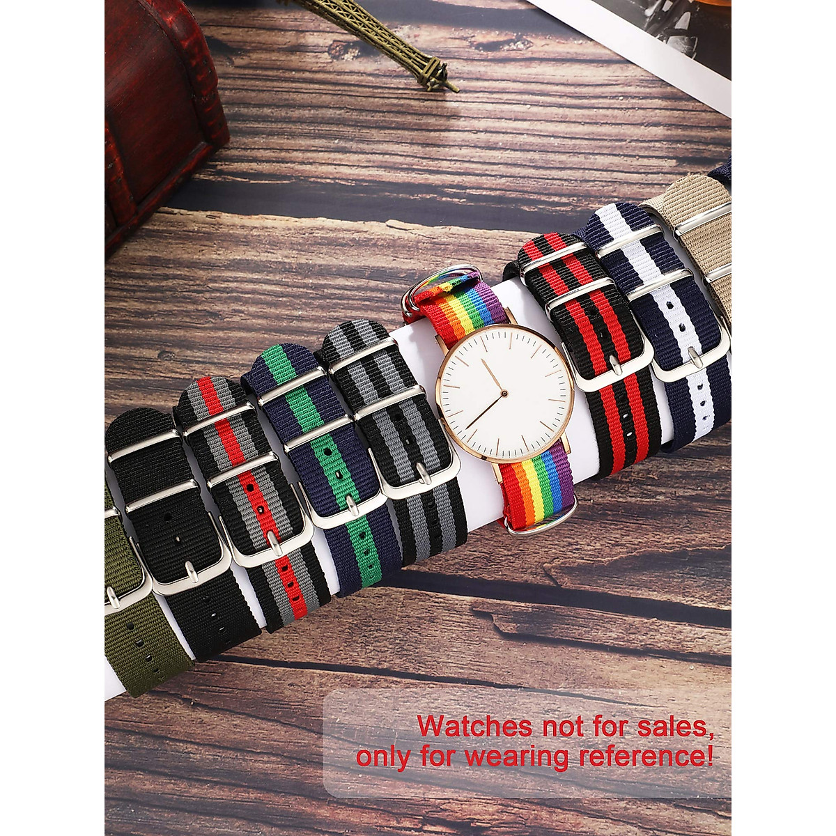 meekoo 10 Pieces Nylon Watch Strap Military Replacement Watch Band with Stainless Steel Buckle for Men and Women's Watch Band Replacing, 18 mm (Classic Colors)