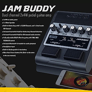 Electric Guitar Amplifer,Portable Electric Guitar Effect AMP,Amp & Pedal All-in-One Guitar Amp 2x4Watt Rechargeable Practice Amp for Playing at Home Or Travel(Black)