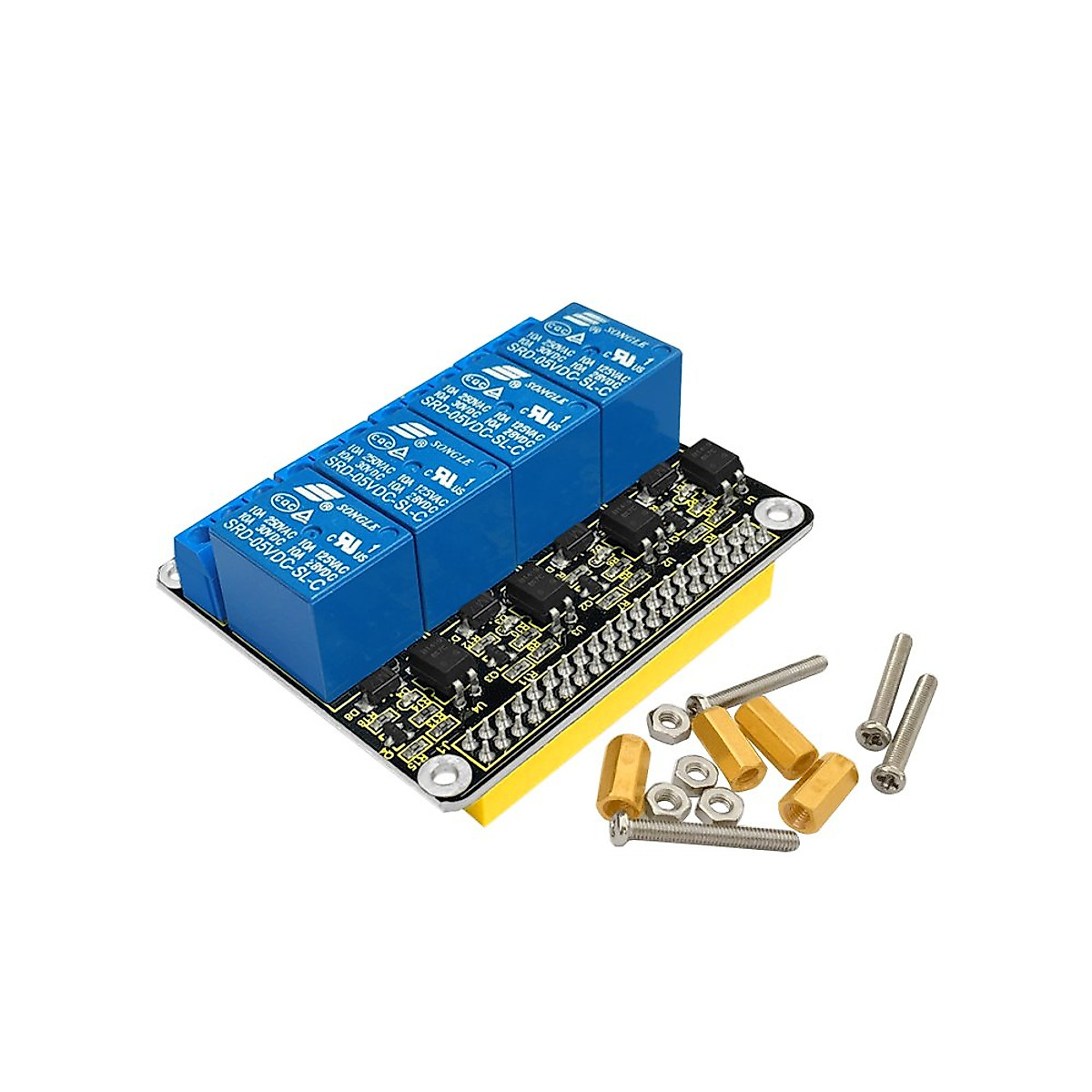 KEYESTUDIO 5V DCAC 4-Channel Relay Hat Shield Module Expansion Board for Raspberry Pi 4/A+/B+/Pi 2 Model B/Pi 3 Model B