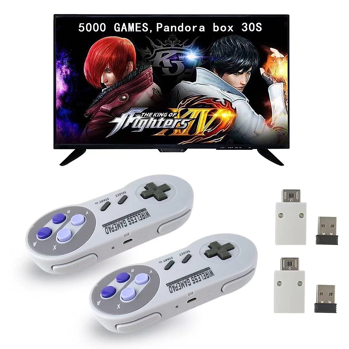 Gxcdizx 2 Packs Wireless Controller for SNES Classic Edition（Mini）/NES Classic Edition, Gamepad with USB Wireless Receiver for Switch, Windows,iOS,Liunx,Android Device